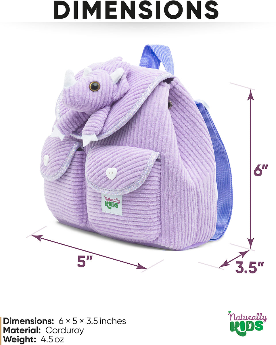 Little Toddler Corduroy Backpack with Purple Triceratops Toy — MINI – 🦖 ...